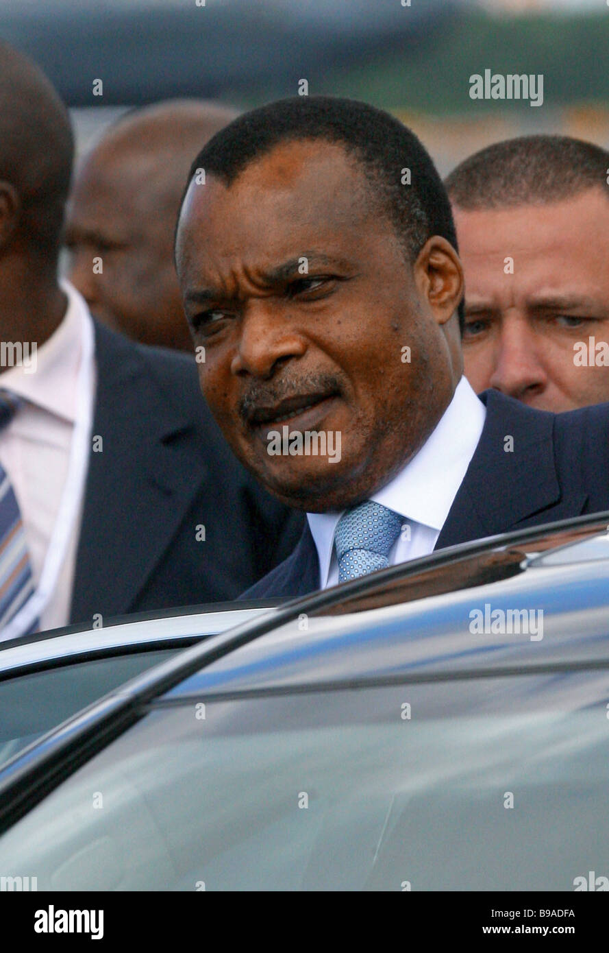 President of the Republic of the Congo Denis Sassou Nguesso arriving in ...