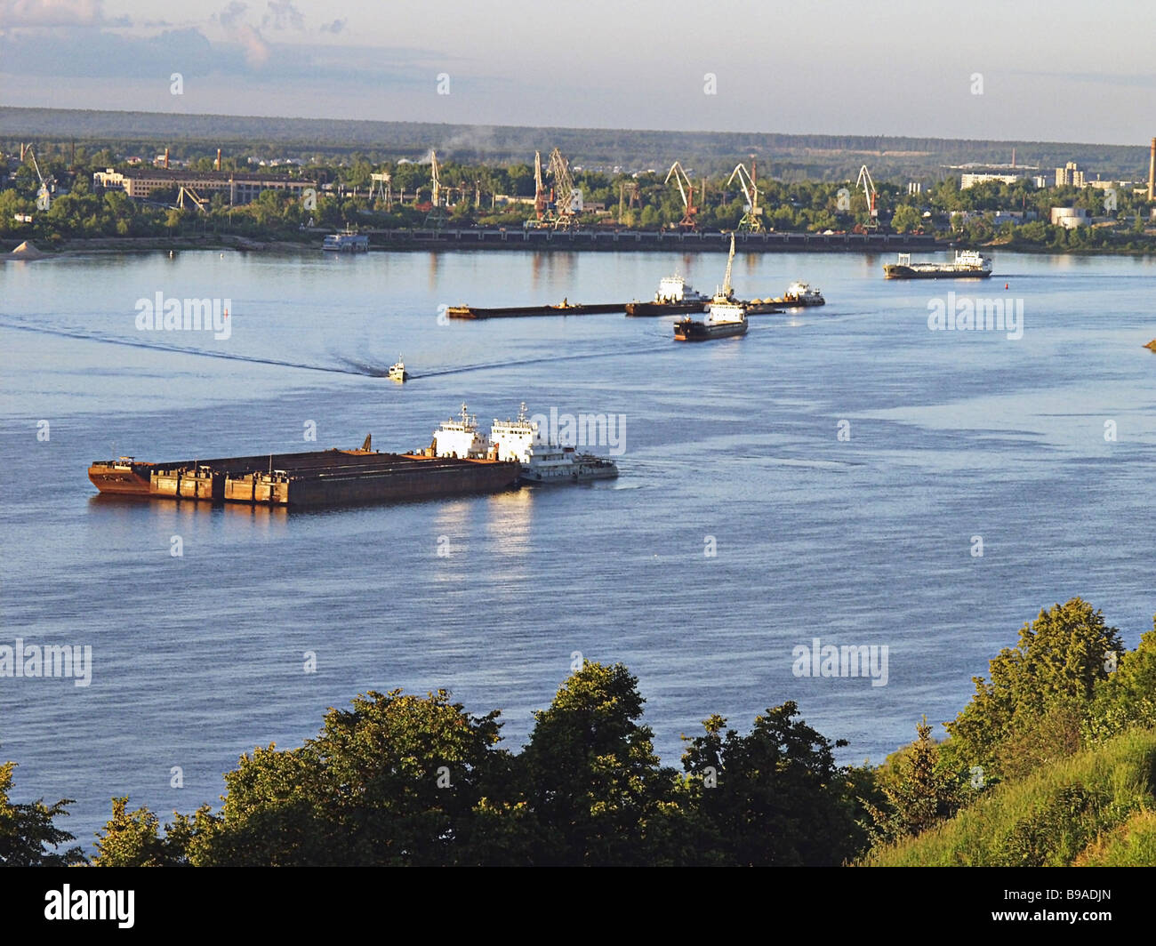 Cargo ships on the Volga River near Nizhny Novgorod Stock Photo - Alamy