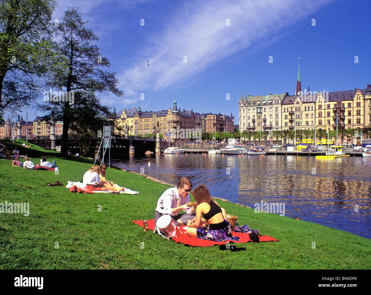 SWEDEN STOCKHOLM PEOPLE ENJOYING PICNIC AT DJURGADEN Stock Photo - Alamy