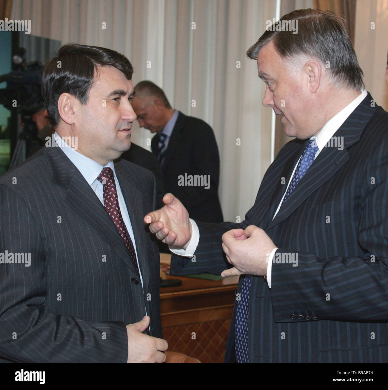 Russian Transport Minister Igor Levitin and Vladimir Yakunin head of the Russian Railways ...