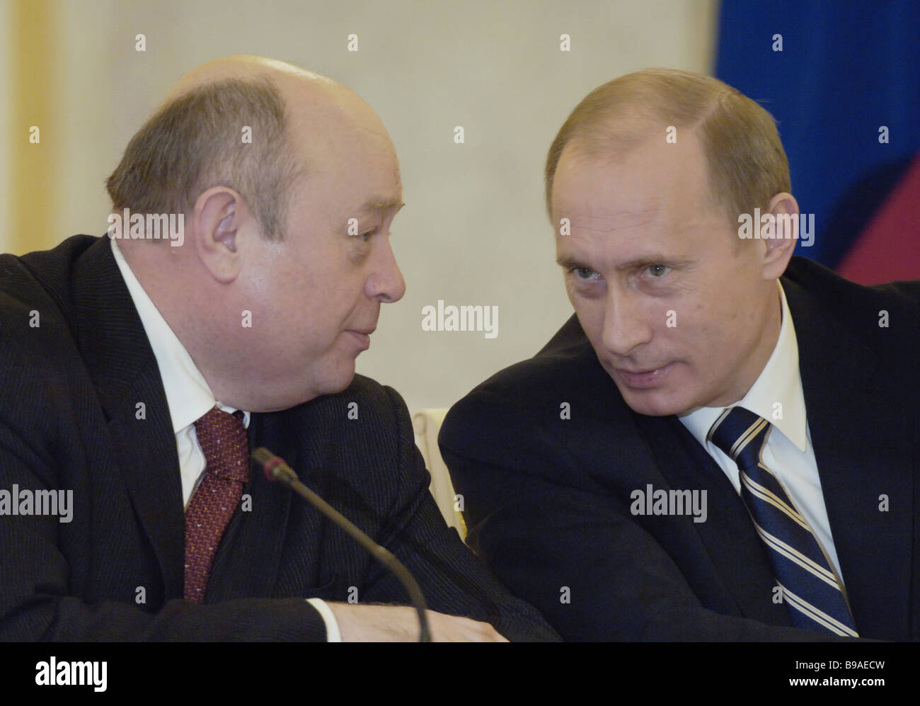 Russian Prime Minister Mikhail Fradkov and President Vladimir Putin ...