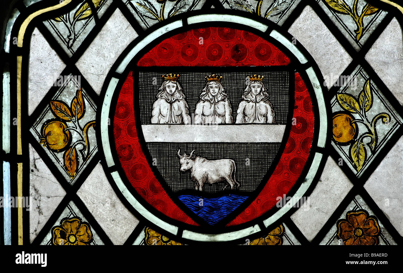 Stained glass, St. Mary the Virgin Church, Hampton Poyle, Oxfordshire ...
