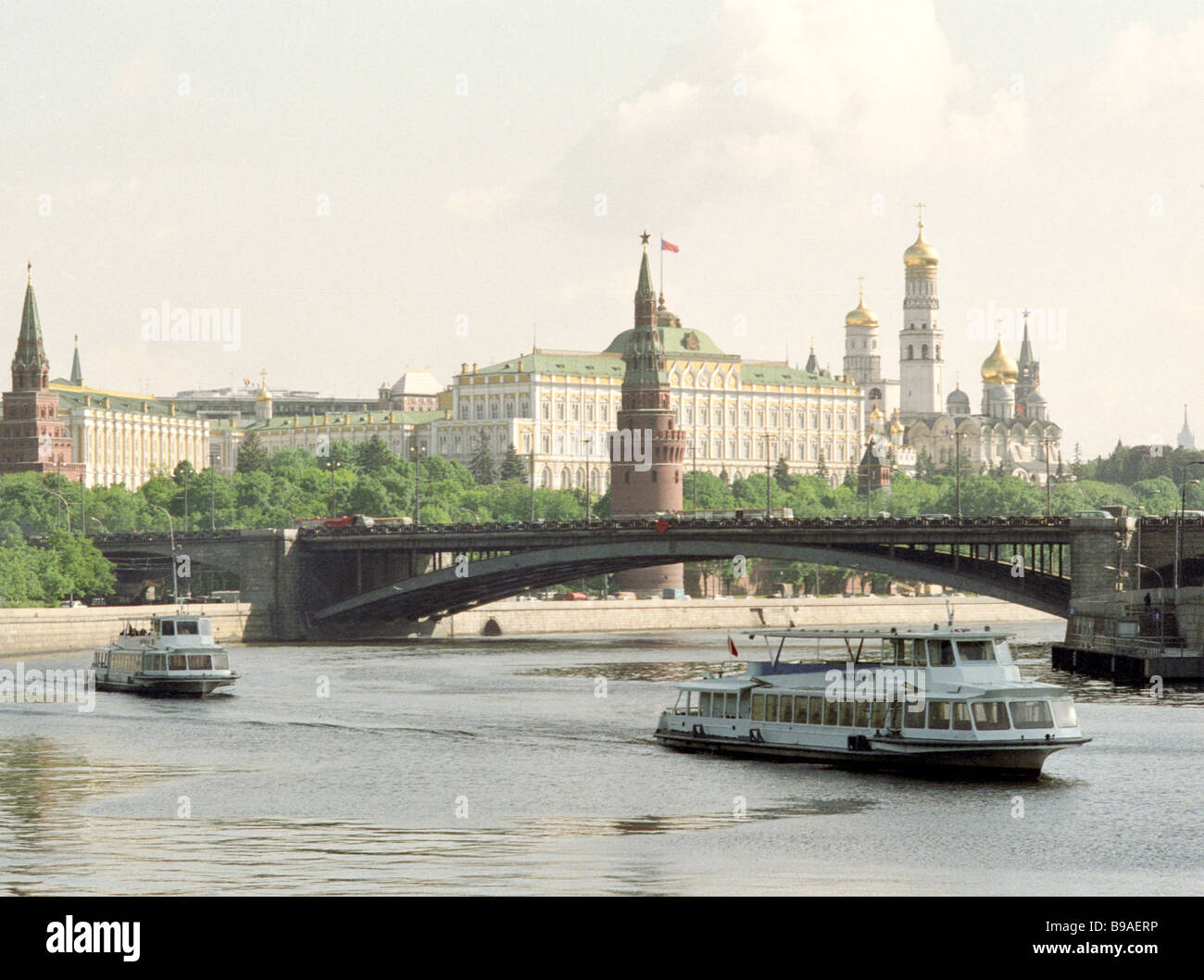 View of the Moscow Kremlin from Bolshoi Kamenny Great Stone Bridge ...