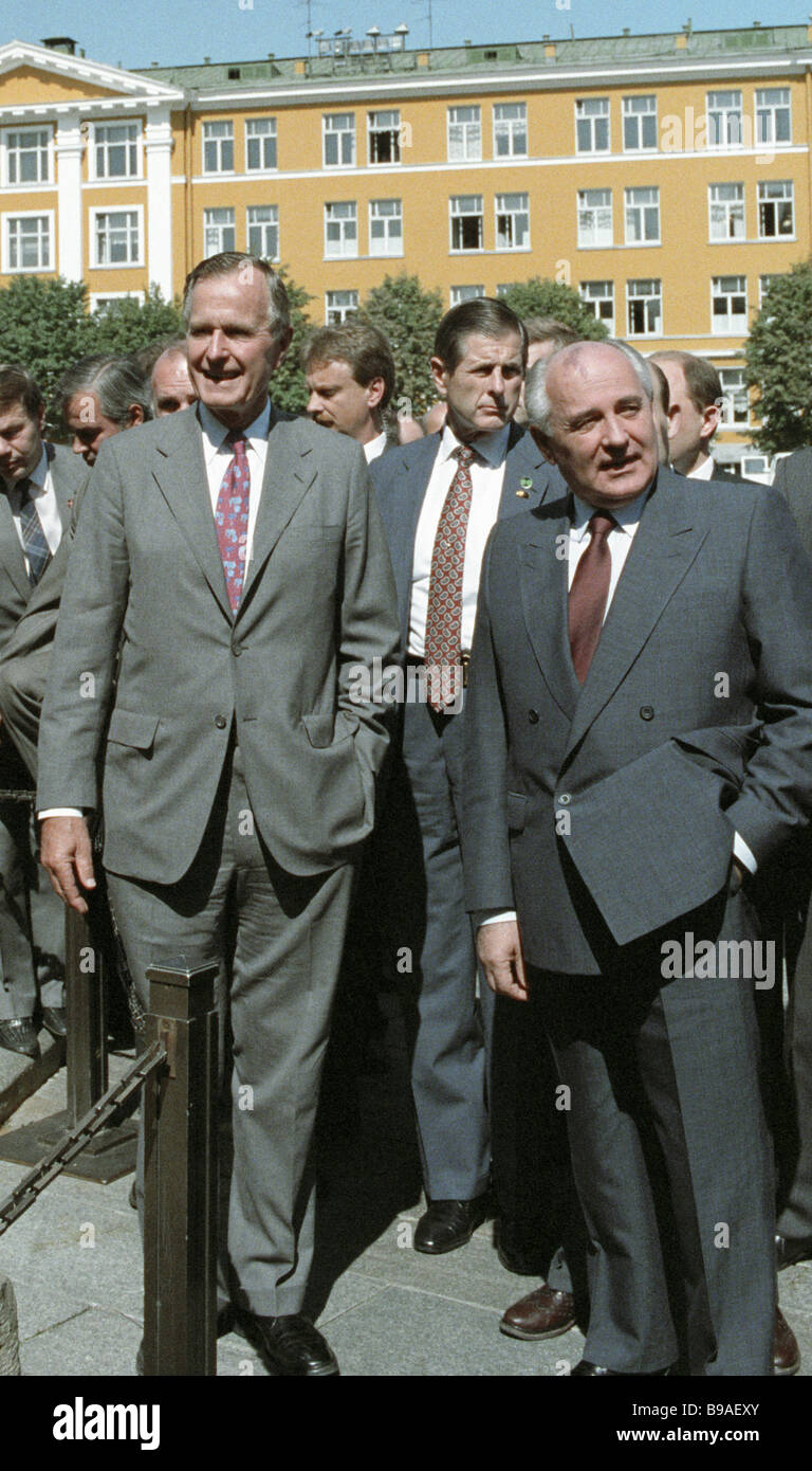 President of the U S S R Mikhail Gorbachev right and President of the ...