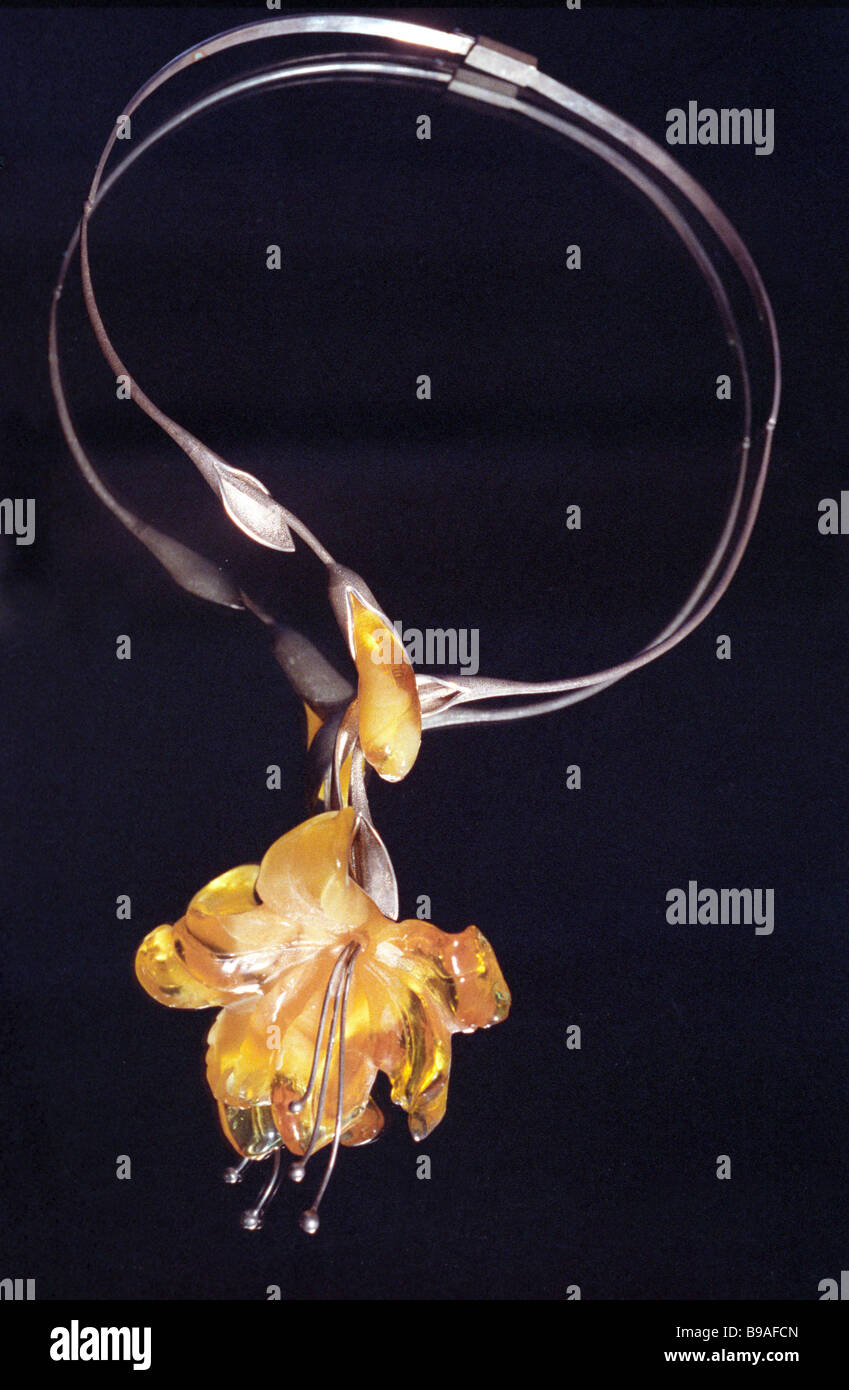 An amber necklace made at the Kaliningrad Amber Works Work of ...