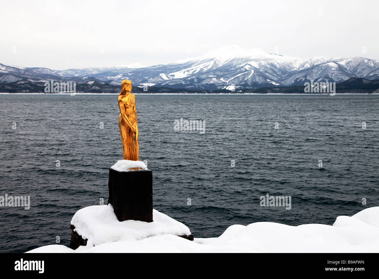 Statue of Princess Tatsuko on Lake Tazawako, Akita Prefecture, Japan ...