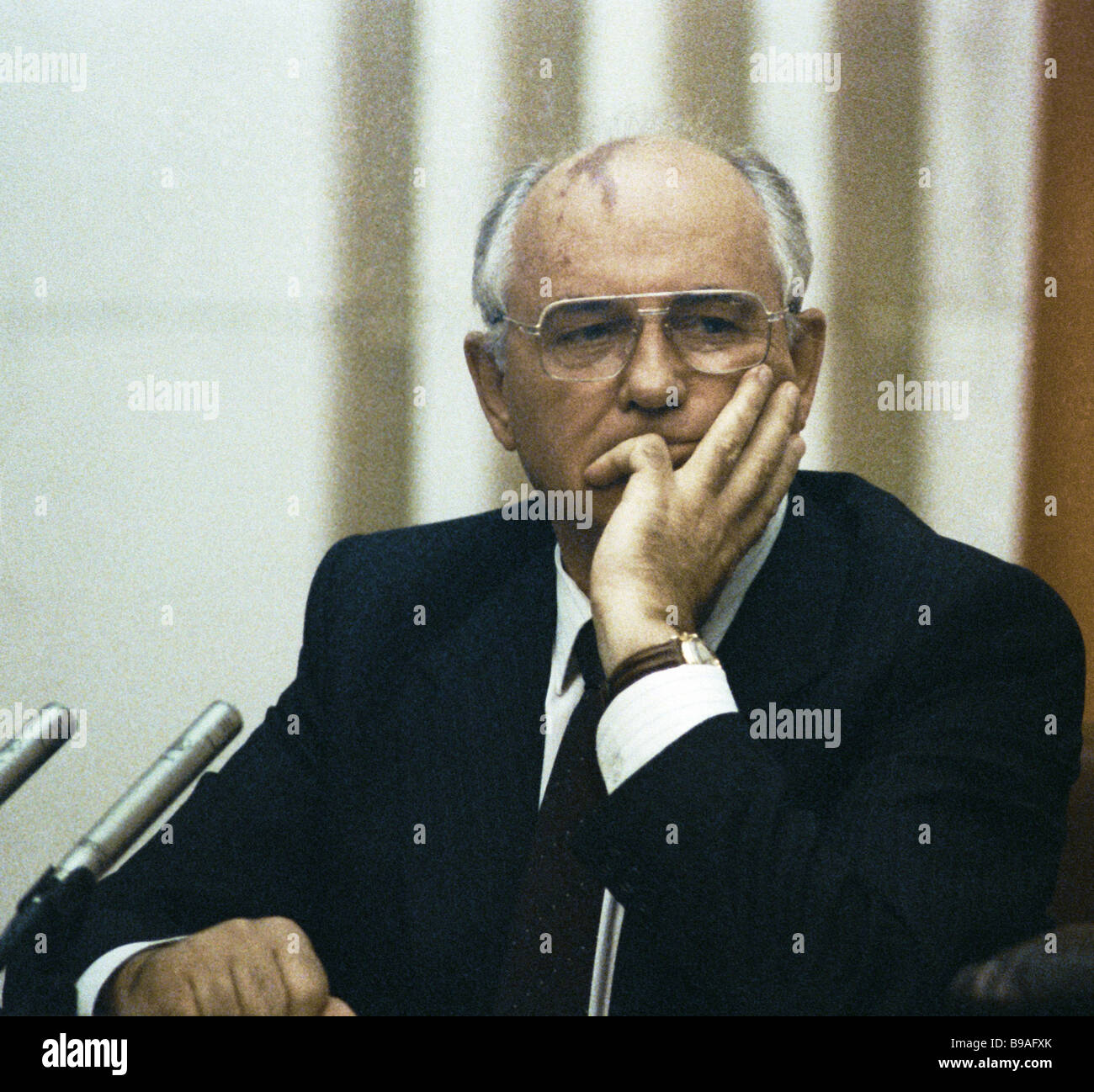 President Mikhail Gorbachev of the U S S R attends session Stock Photo ...