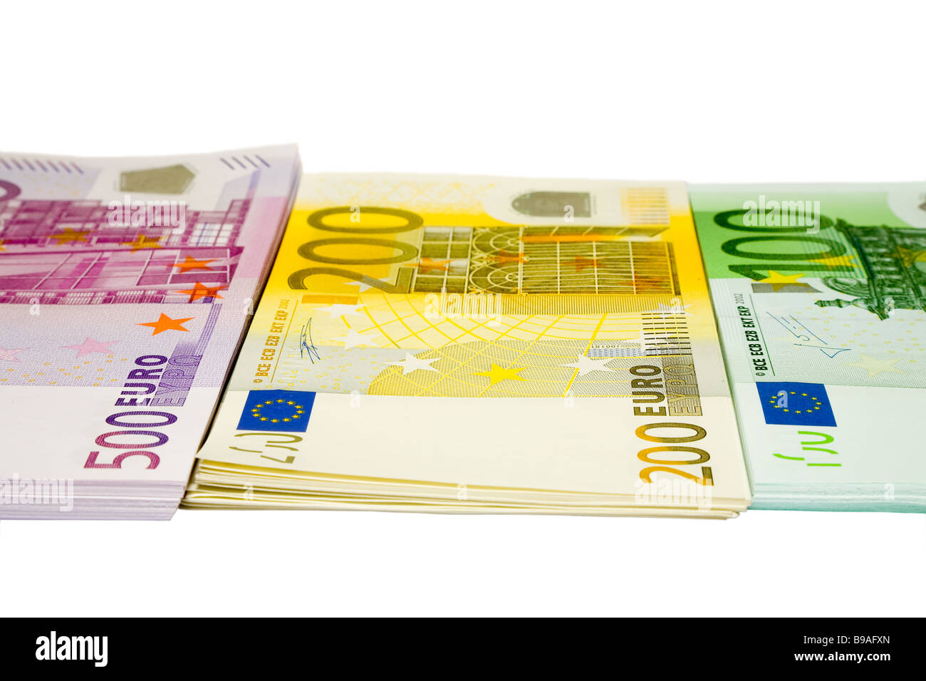 the tree bundles of euro banknotes with clipping path Stock Photo - Alamy