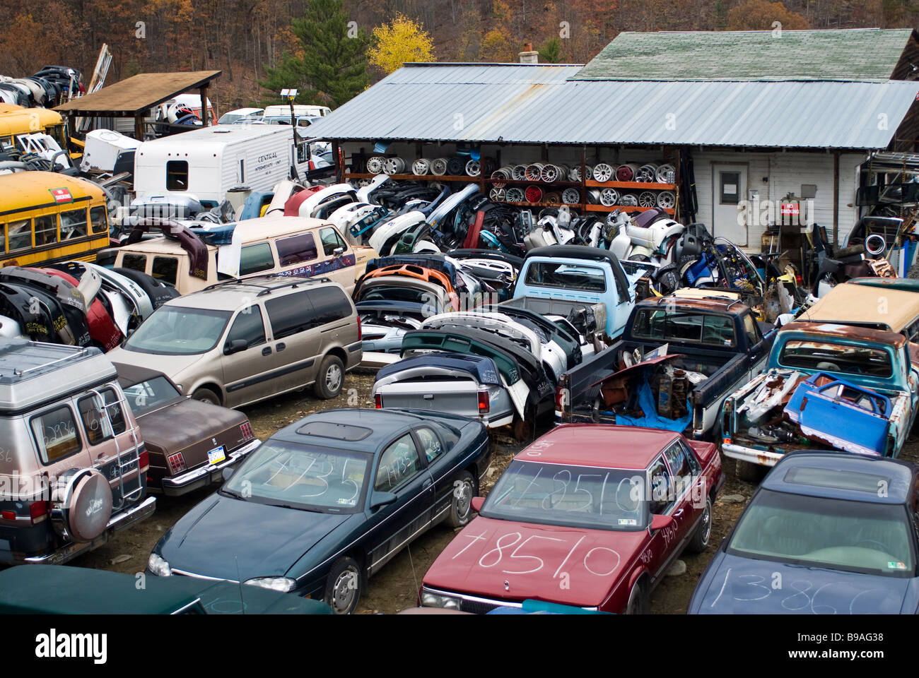 old buses in a junk yard Stock Photo - Alamy