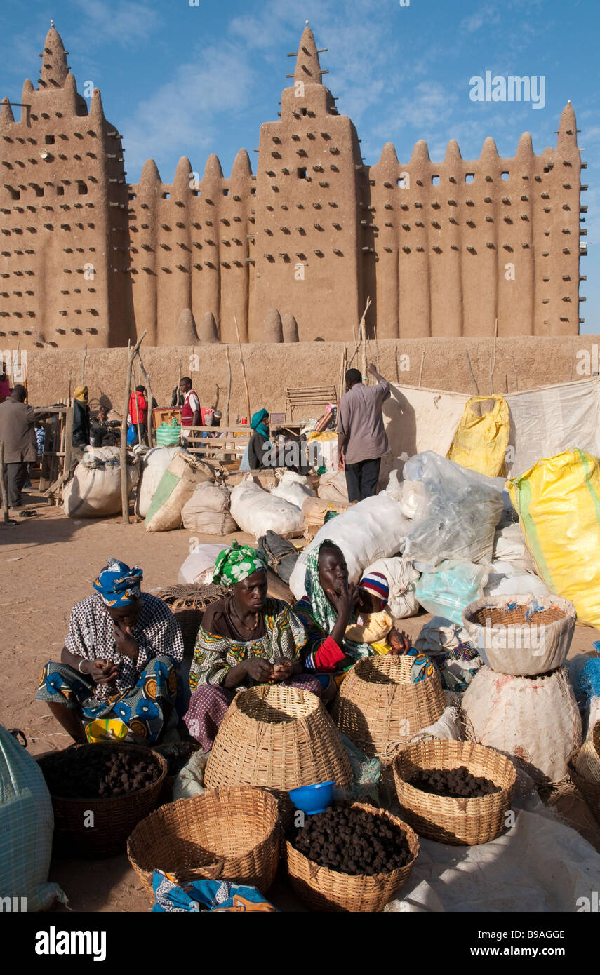 West Africa Mali Djenne The Great Mosque with weekly market Stock Photo ...