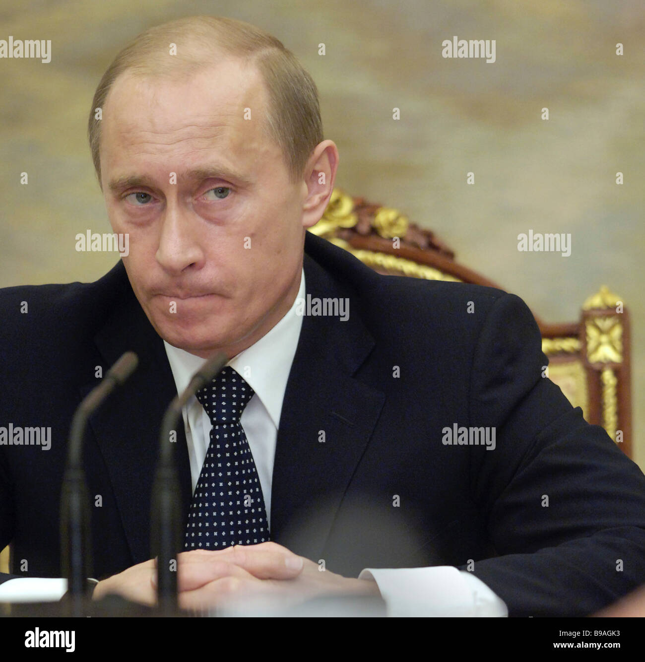 Russian President Vladimir Putin in conference with the Cabinet in the ...