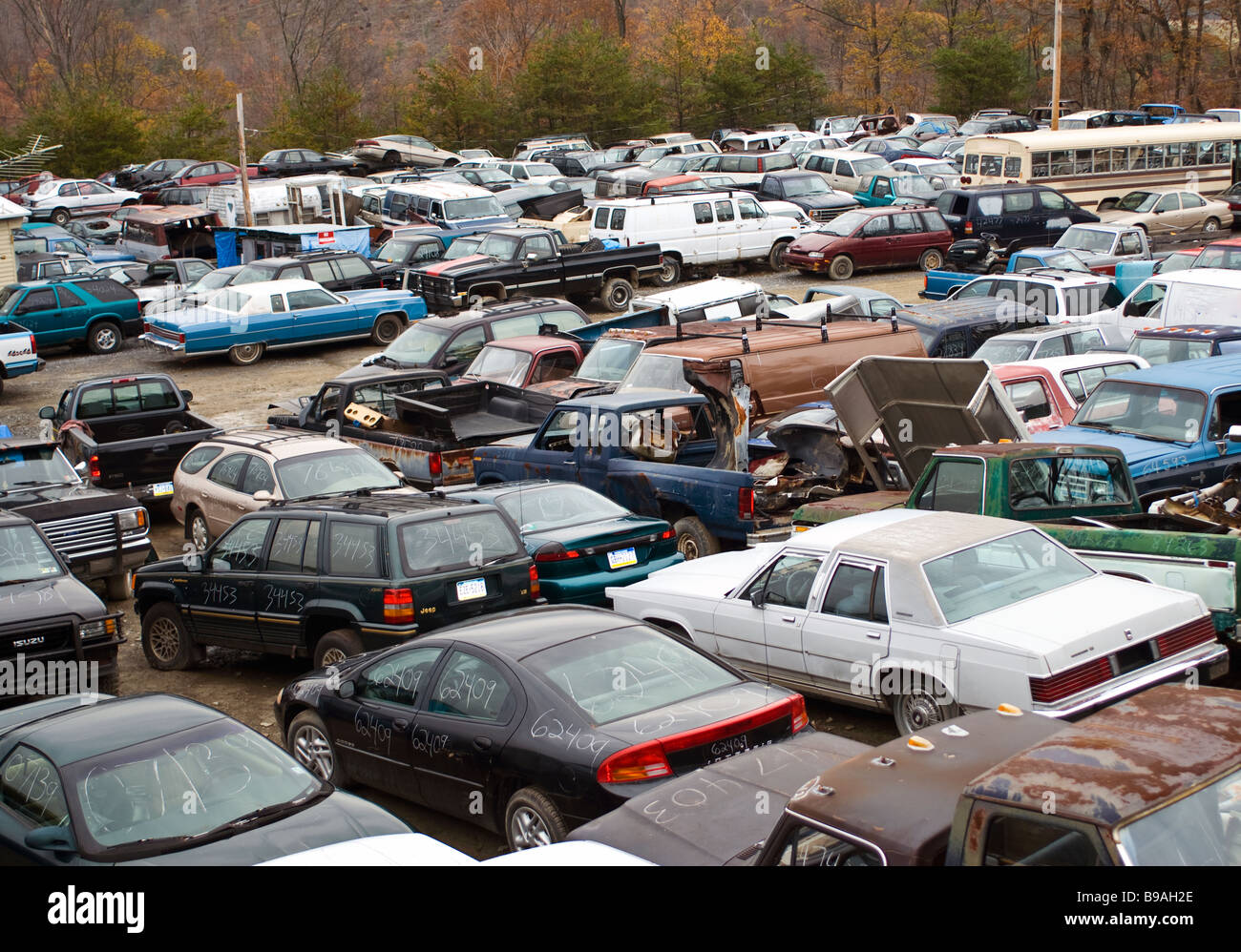 old buses in a junk yard Stock Photo - Alamy