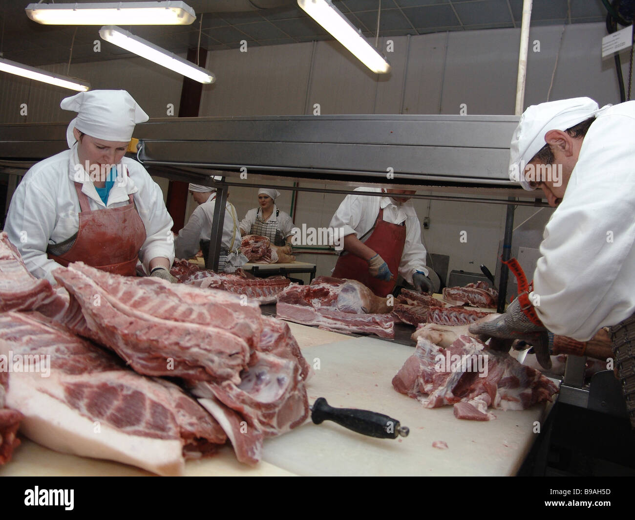 The Omsk Bacon factory Meat processing shop 47 Stock Photo - Alamy