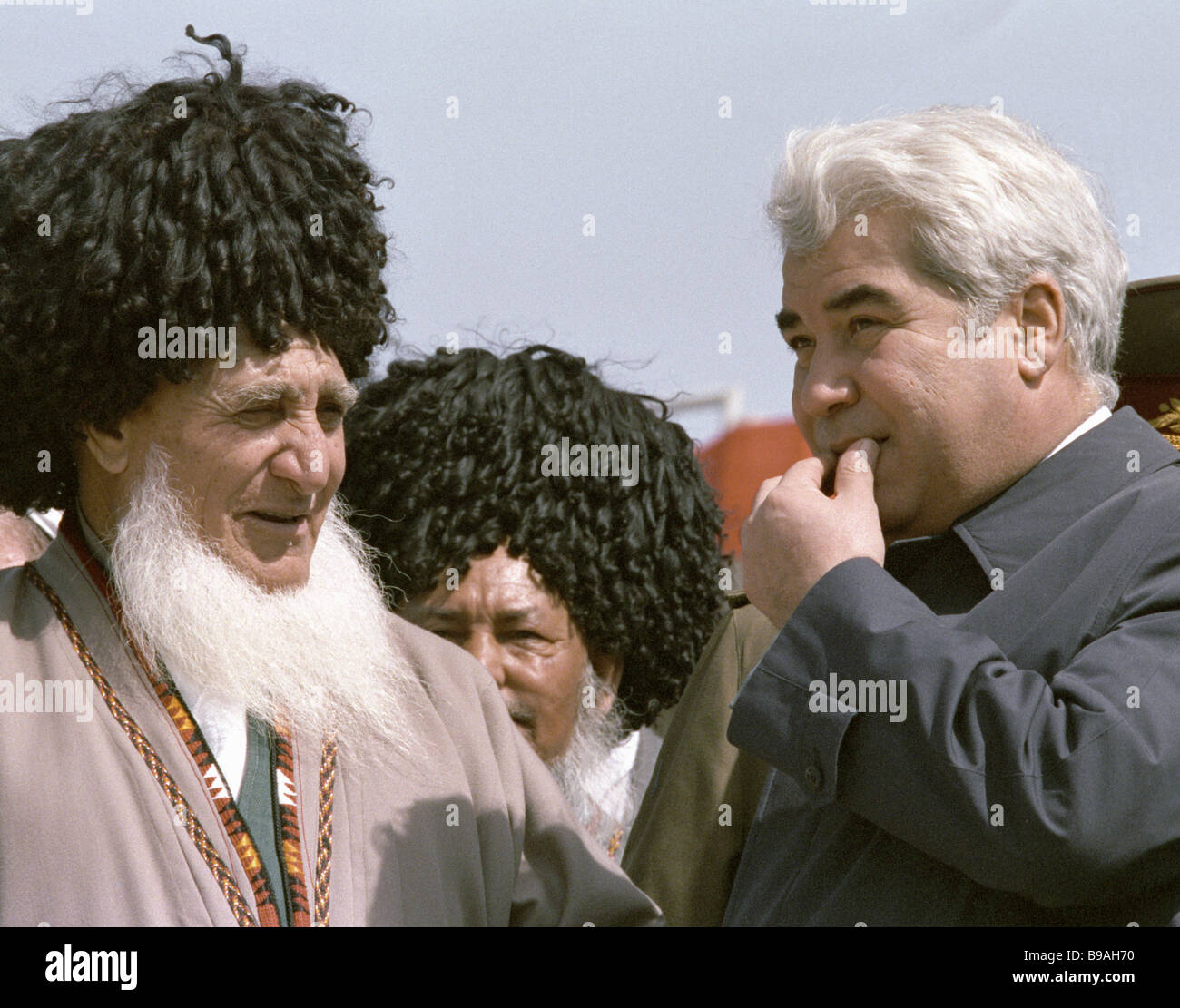 Turkmen President Saparmurat Niyazov right during Novruz Muslim New ...