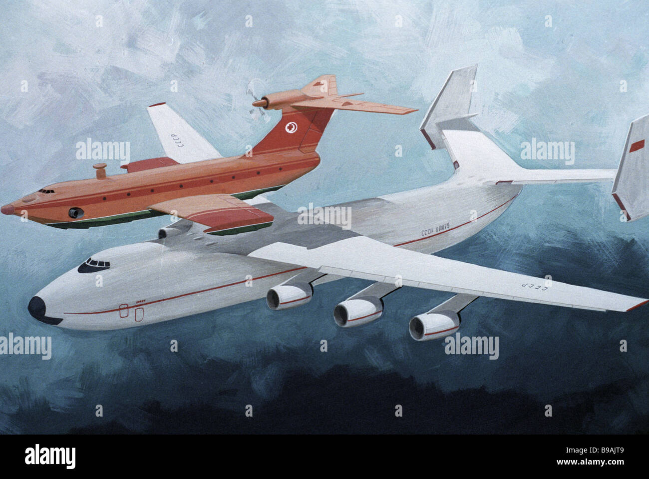 Models of the Orlenok wing in ground transport craft and Maria aircraft ...