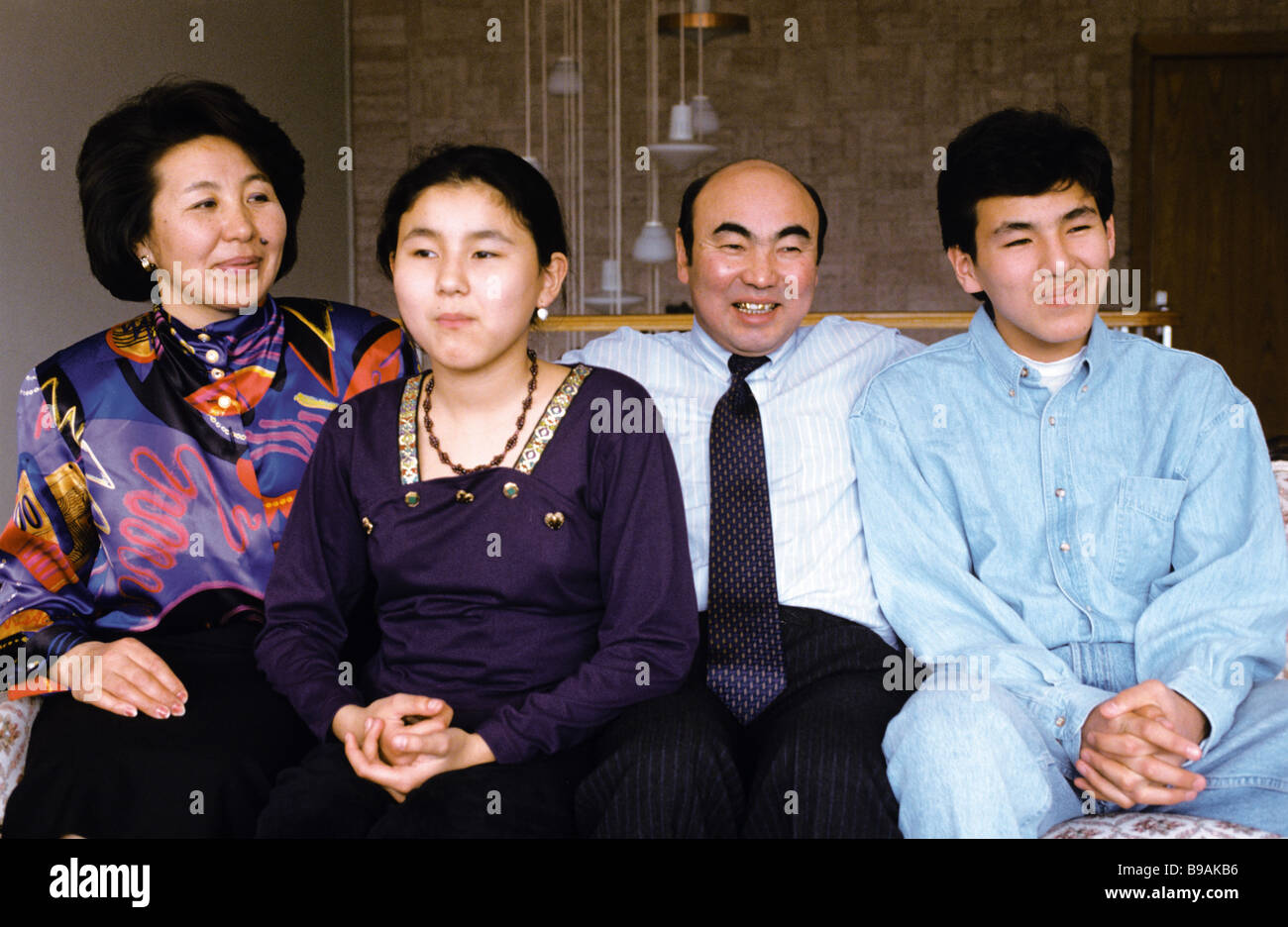 Kyrgystan President Askar Akaev with wife Mairamkulat daughter Saadat ...