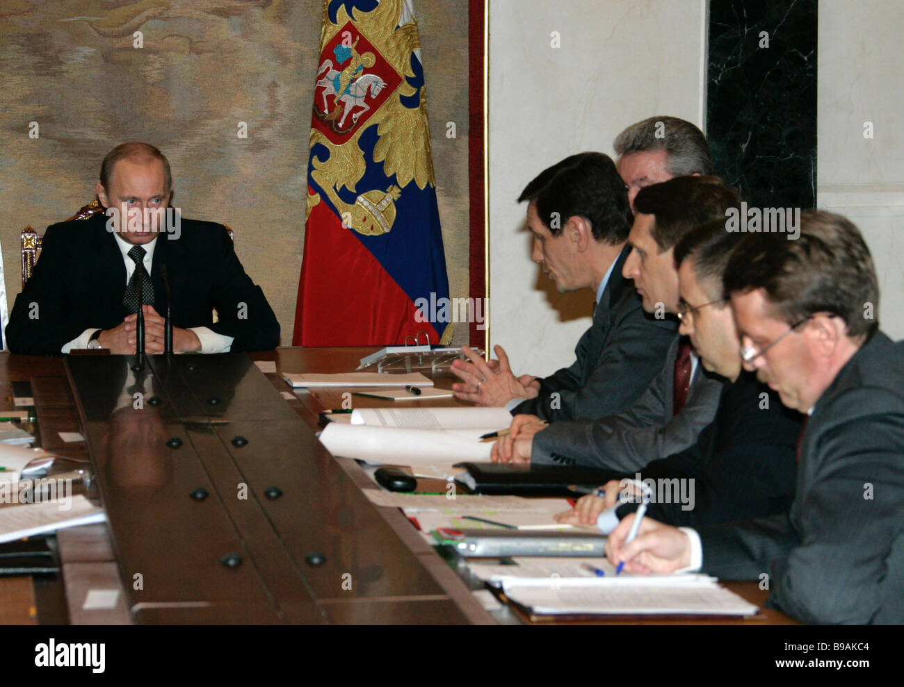 Russian President Vladimir Putin presiding over a conference of the ...