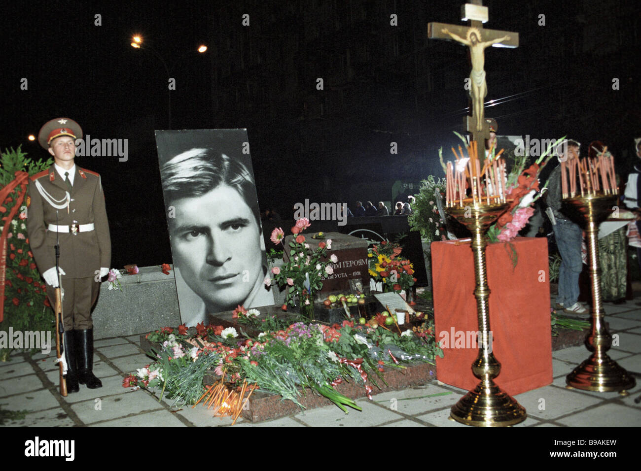 A service held in memory of Dmitry Komar Vladimir Usov and Ilya Krichevsky the defenders of the ...