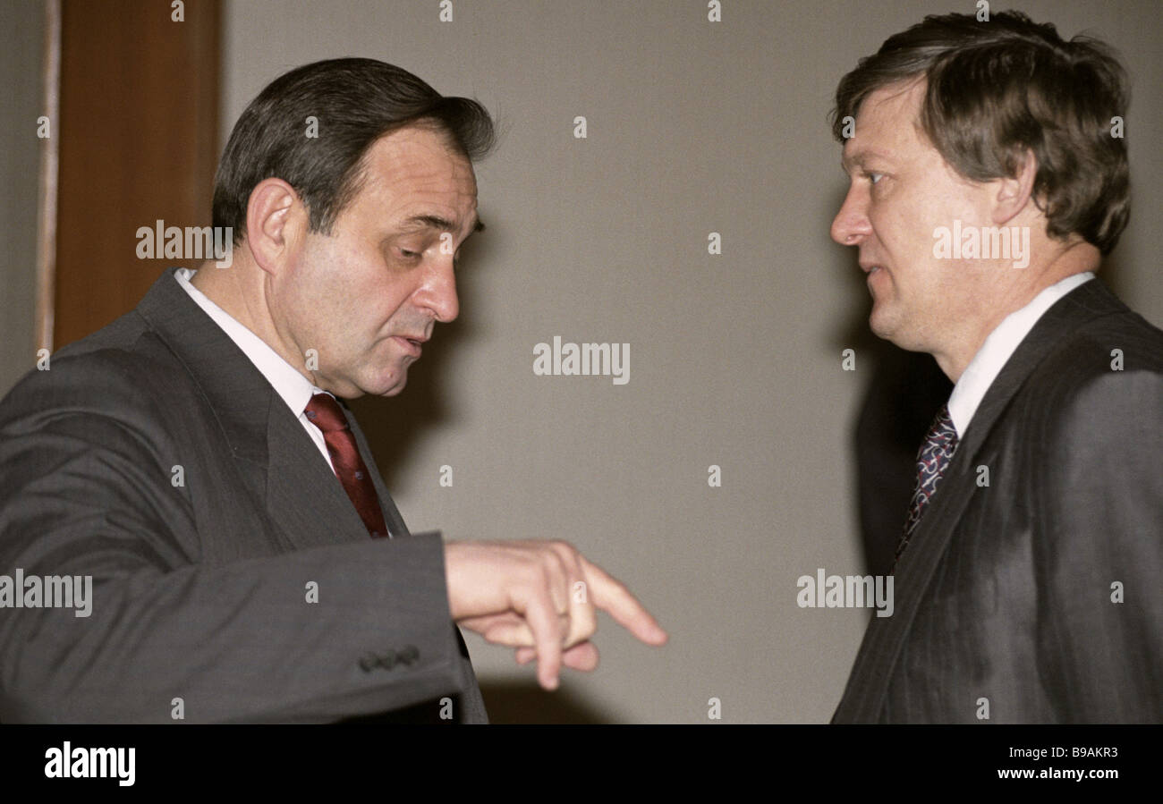 Security Minister Viktor Barannikov left and First Deputy Prime ...