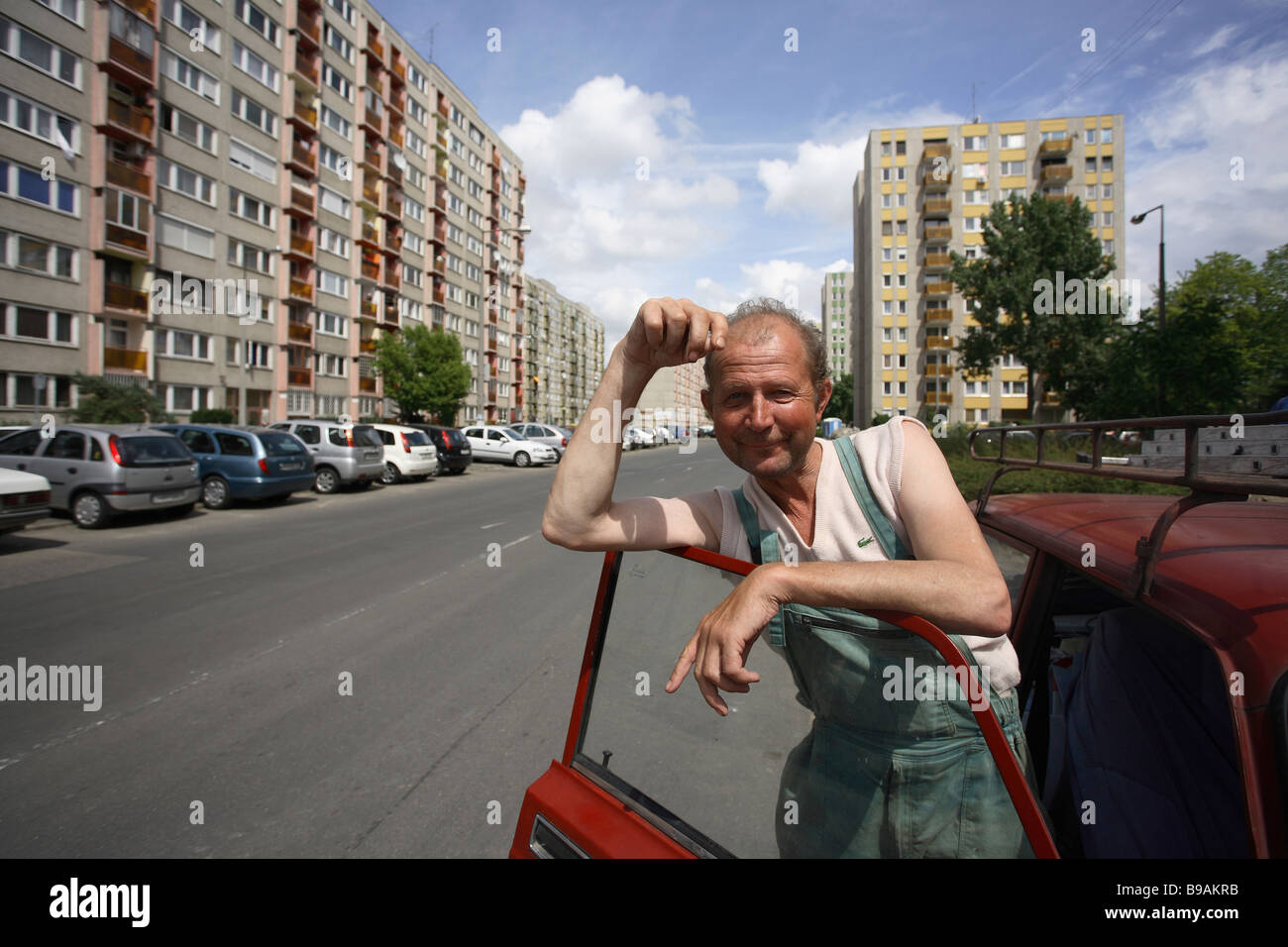 Man in a housing estate in Budapest, Hungary Stock Photo - Alamy