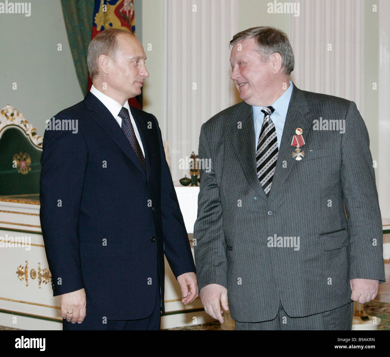 Russian President Vladimir Putin and Sergei Timofeyev left to right of ...