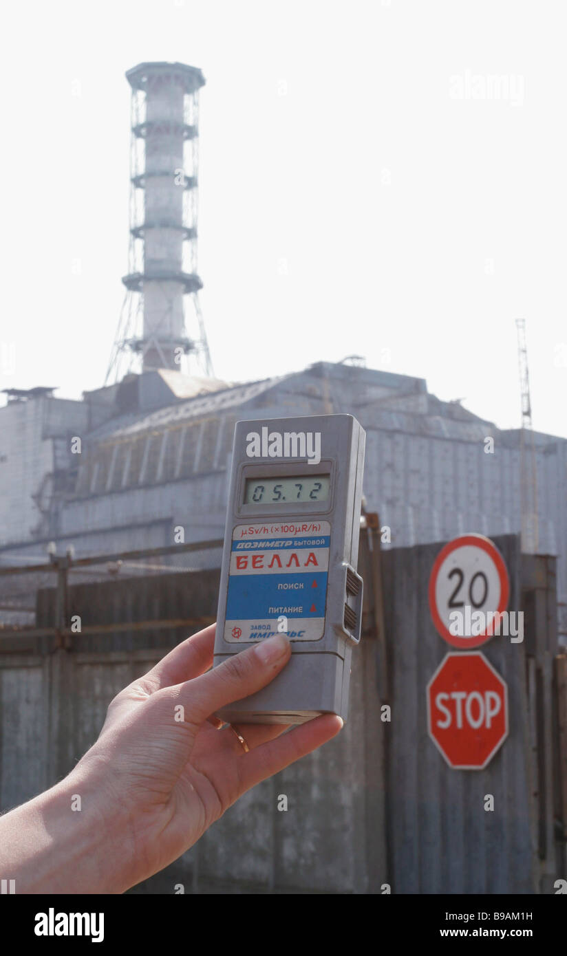 Radiation metering on site of the Chernobyl nuclear power plant Stock ...