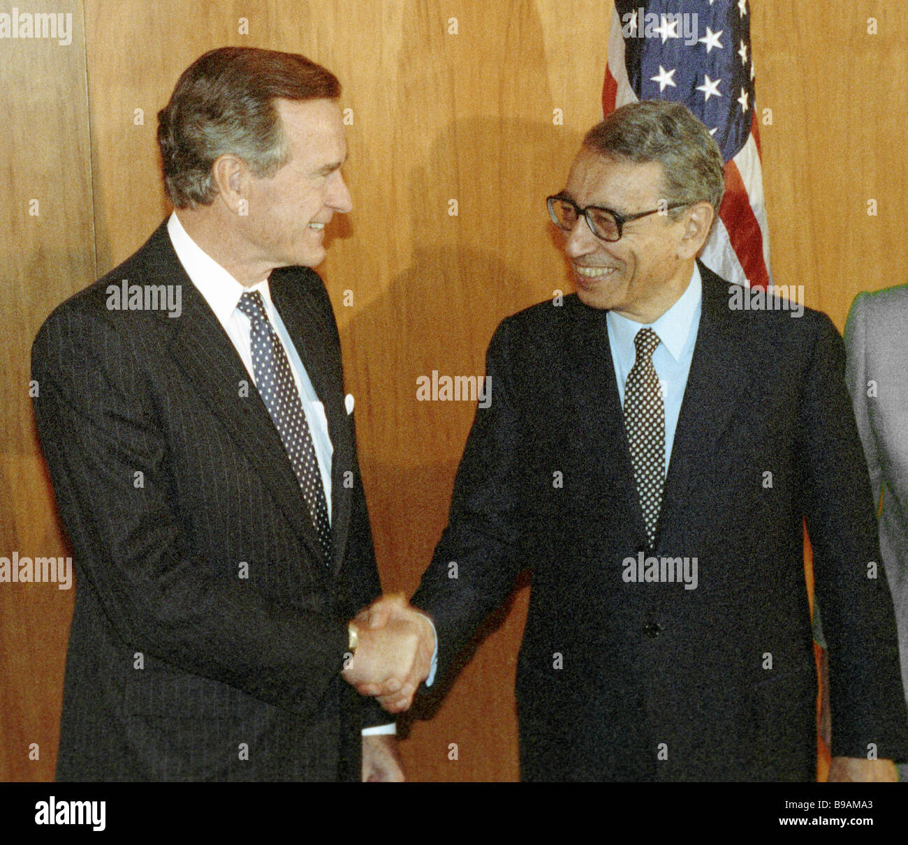 Boutros Boutros Ghali U N Secretary General right and U S President ...