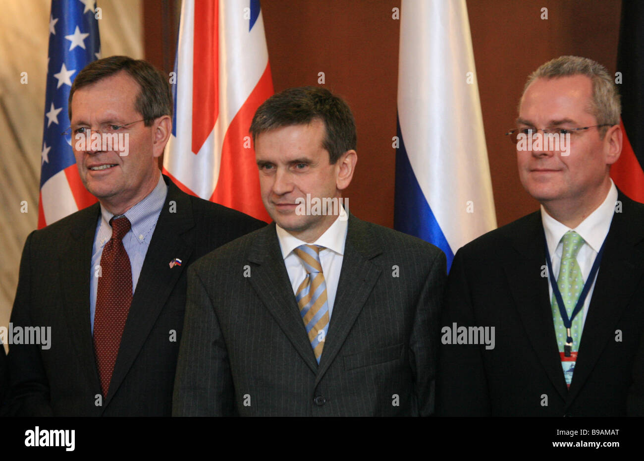 Russian and American health ministers Michael Levit and Mikhail Zurabov ...