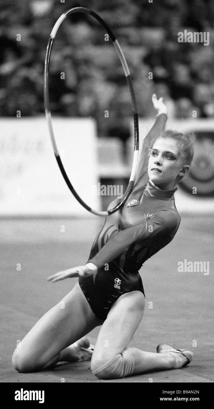 Oksana Kostina in ground hoop routine 13th international rhythmic ...