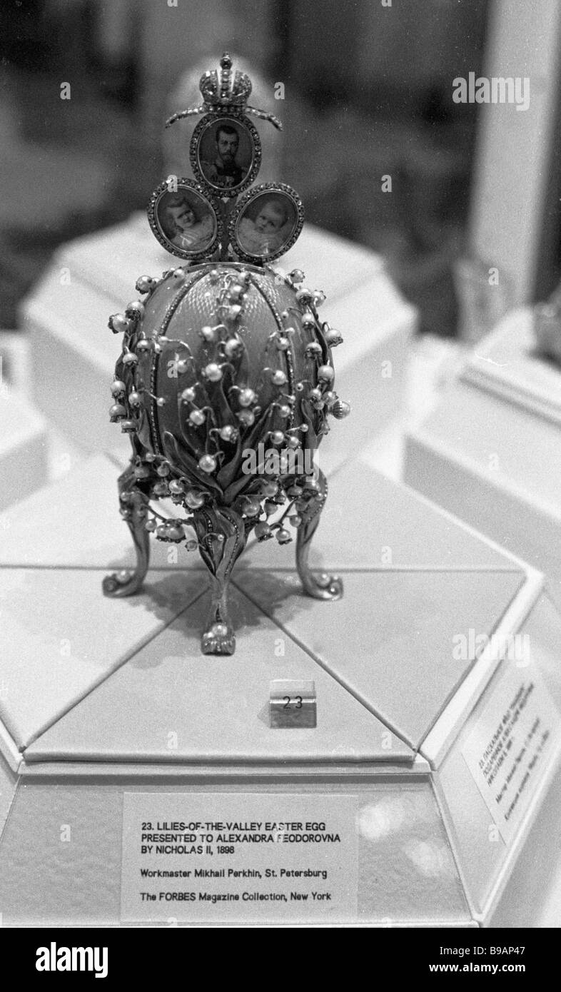 An Easter egg Lillies of the Valley made by Mikhail Perkhin of Faberge ...