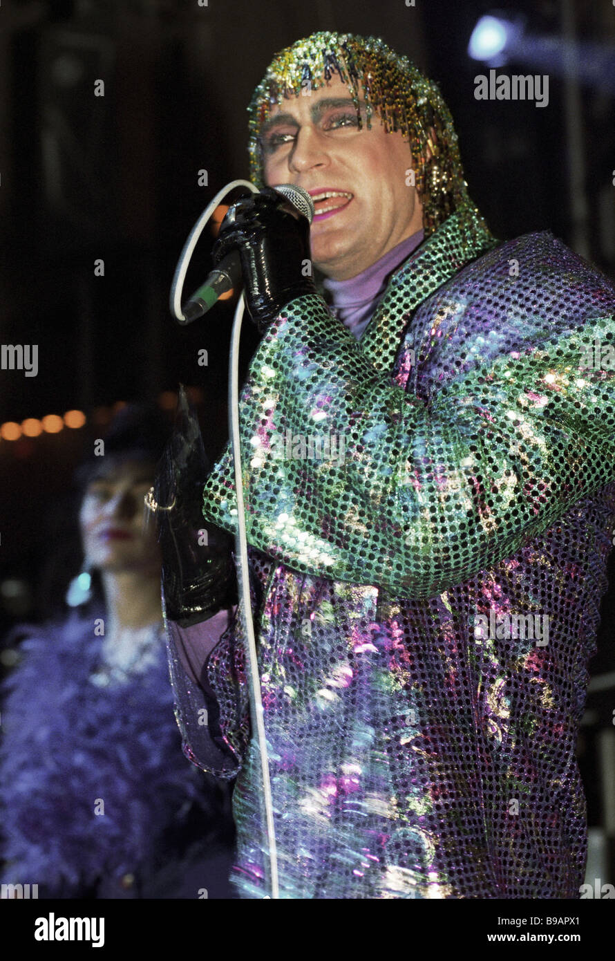Pop singer Sergei Penkin performing at ARLEKINO nightclub Stock Photo ...