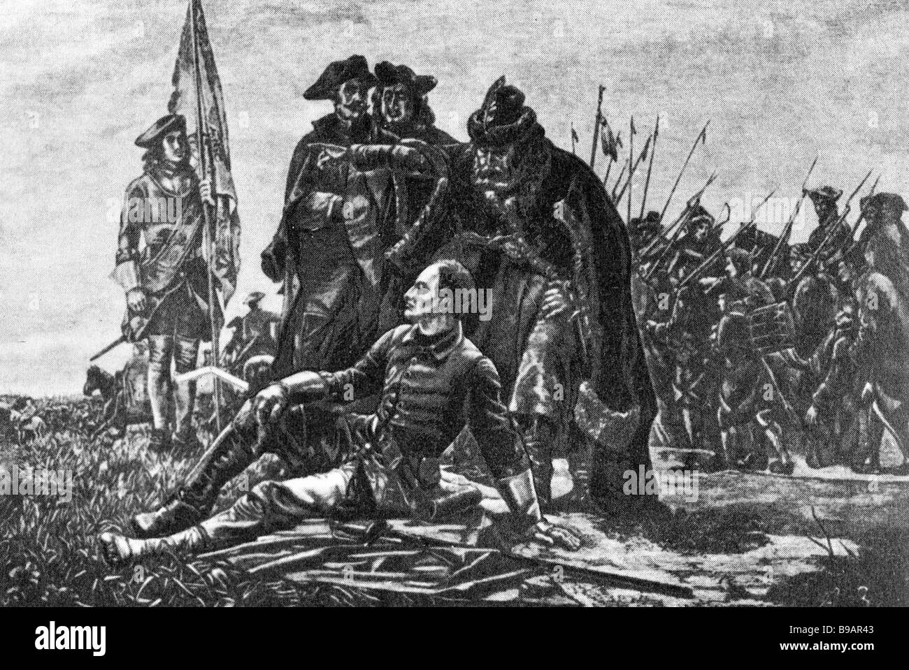 Reproduction of drawing Charles XII and Mazepa on the Bank of the ...