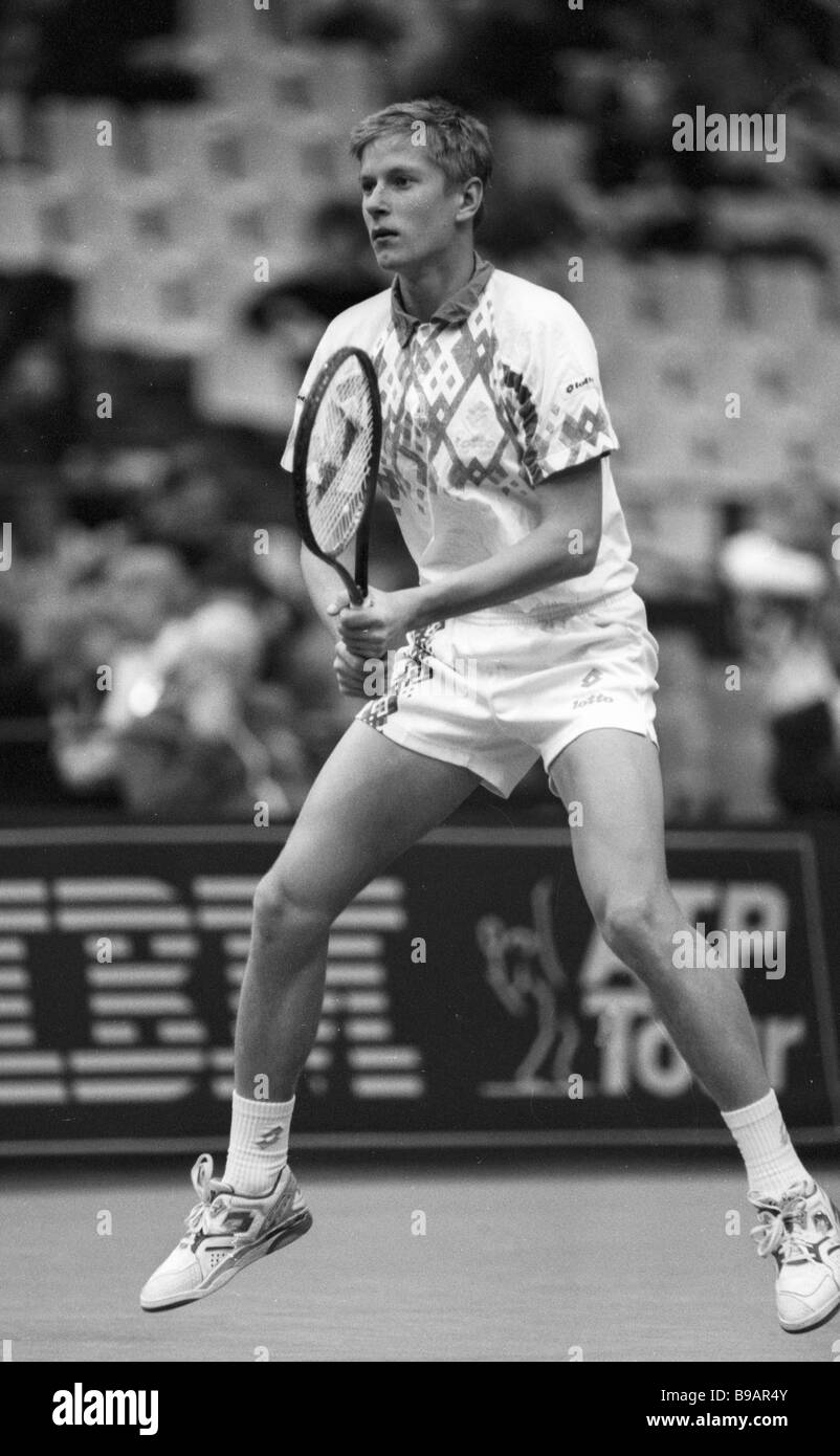 Tennis player Yevgeny Kafelnikov during the Davis Cup competition Stock ...