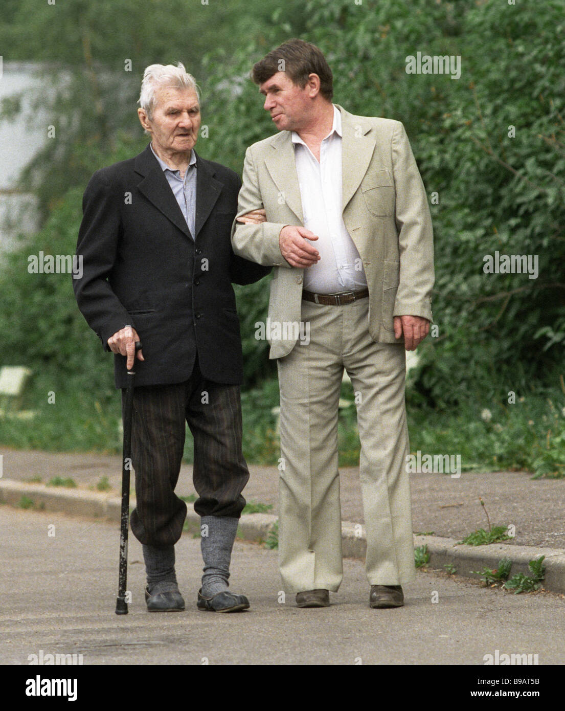 Son visits father in the Labor Veterans Hostel 1 Stock Photo - Alamy