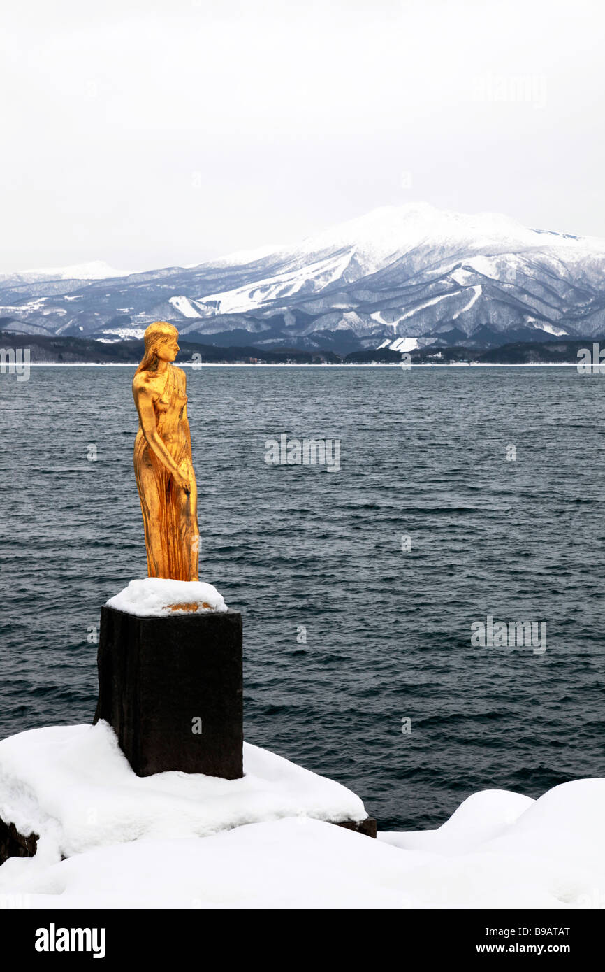 Statue of Princess Tatsuko on Lake Tazawako, Akita Prefecture, Japan ...