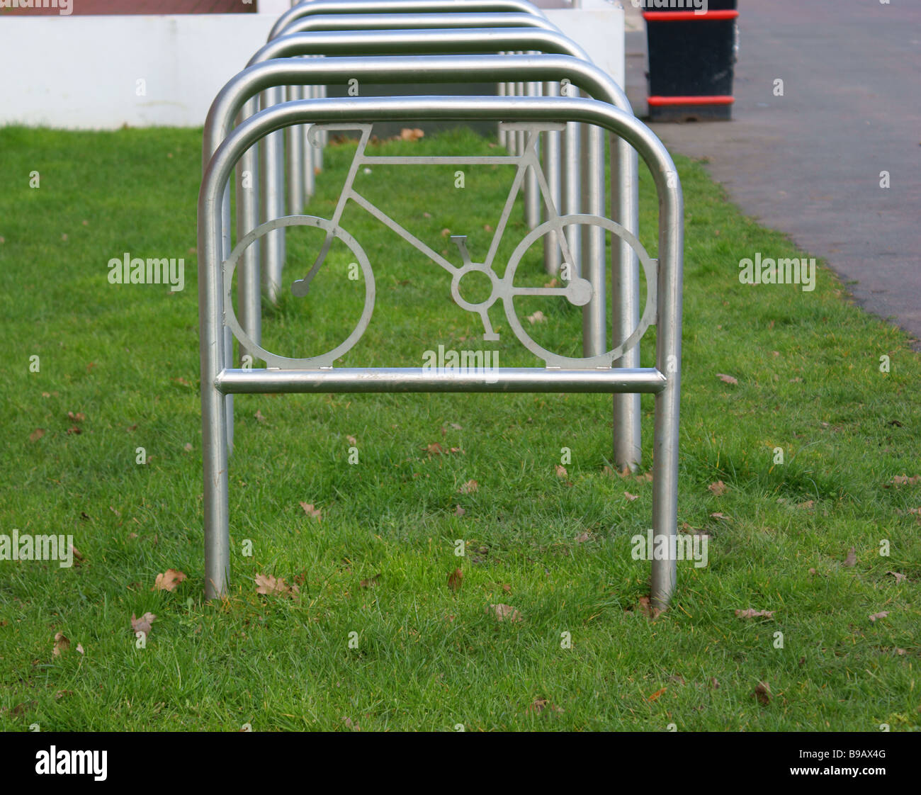 Empty Bike park outside Hampstead Heath Lido on a cold, but sunny ...