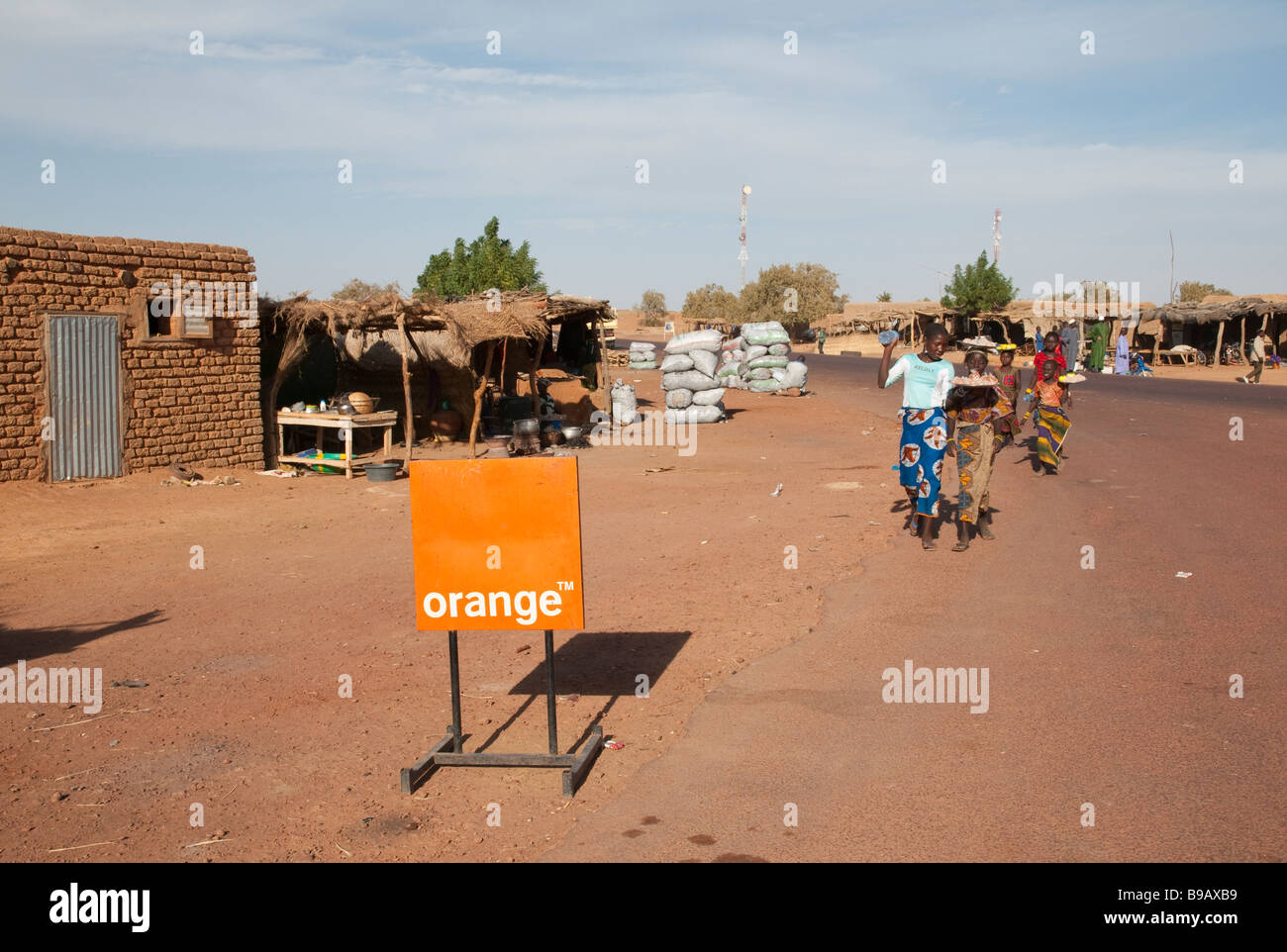 West africa Mali Road Bamako Mopti advertising for orange company in ...