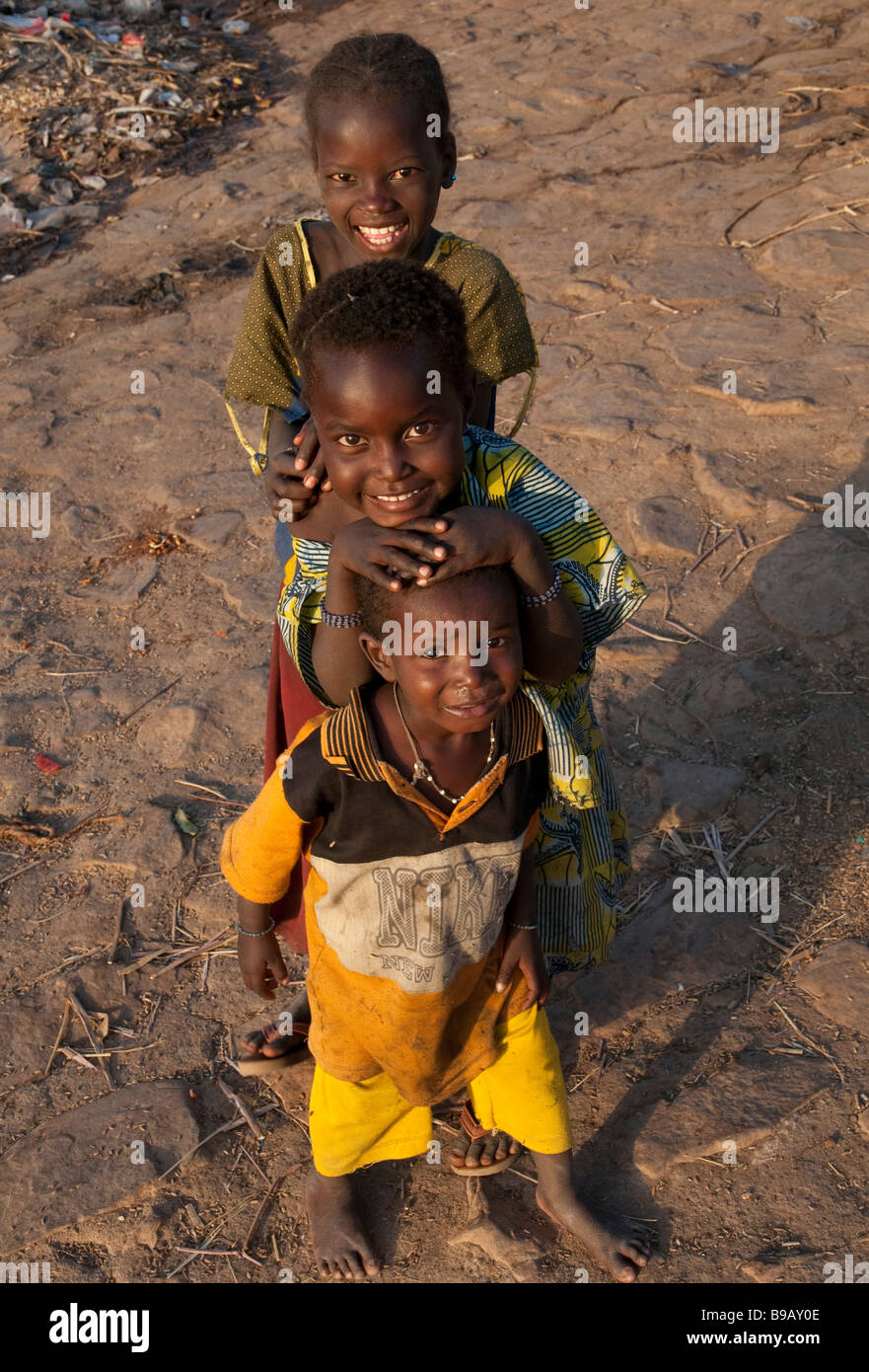 West Africa Mali Niger river Mopti portrait of three young children ...