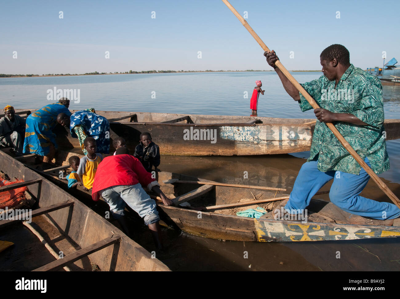 West Africa Mali Segou River Niger Daily activities on the river banks ...
