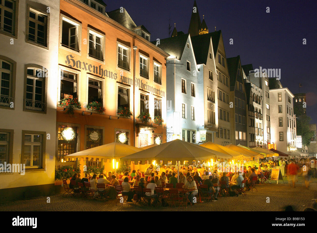 Restaurants and cafes in the old town in Cologne, Germany Stock Photo ...
