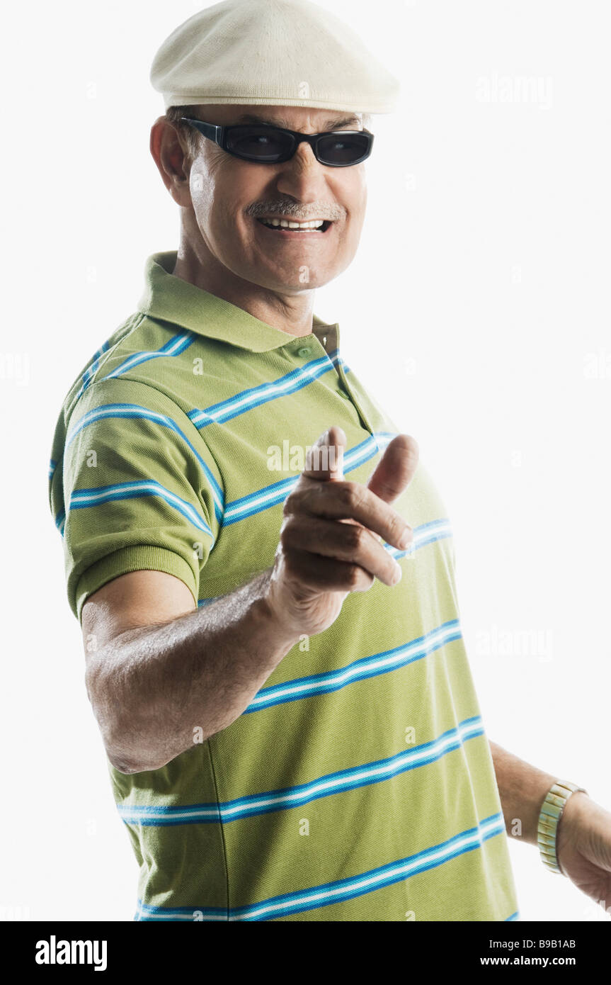 Man pointing with his finger Stock Photo - Alamy