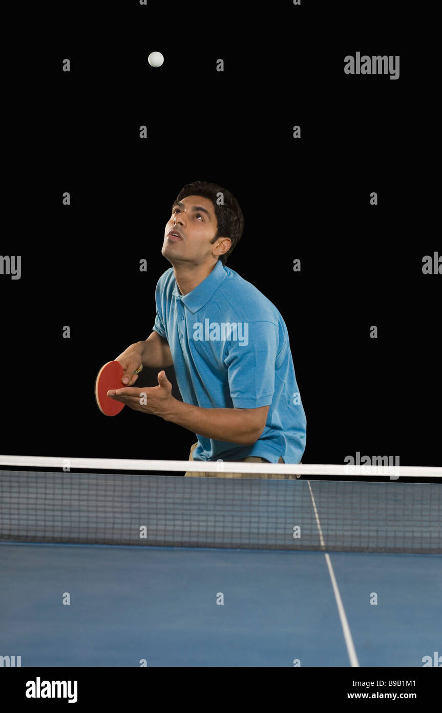 Man playing table tennis Stock Photo - Alamy