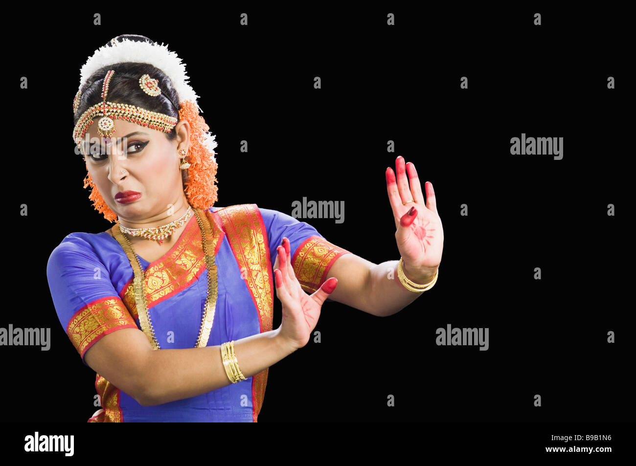 South Indian Woman performing Bharatnatyam the classical dance of India ...