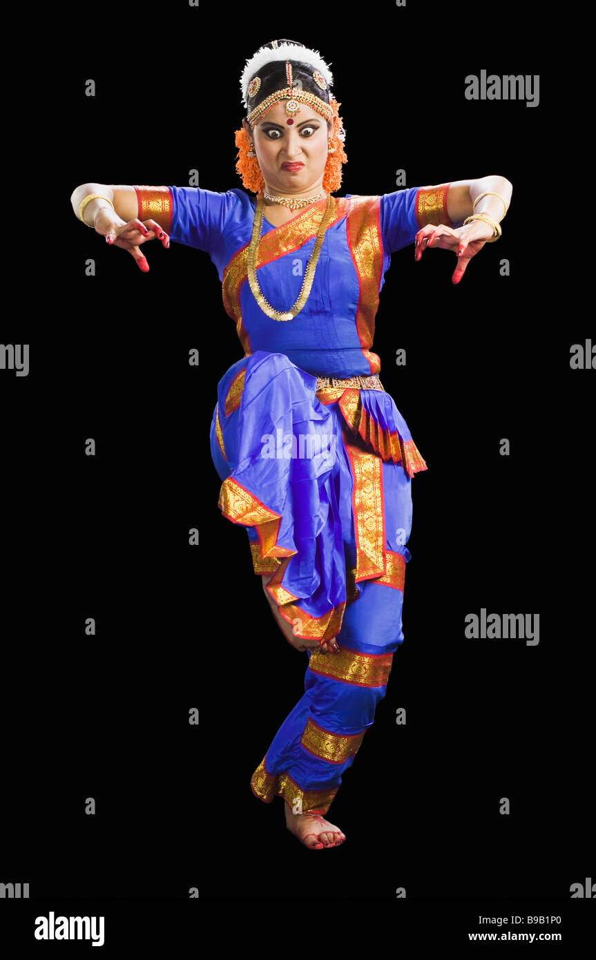 South Indian Woman performing Bharatnatyam the classical dance of India ...