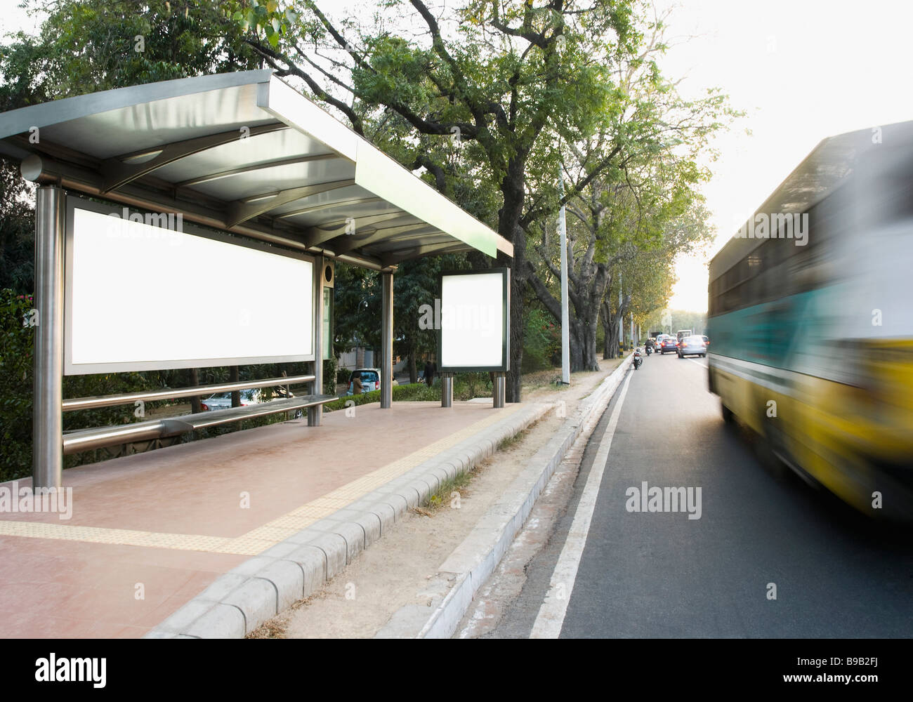 Bus stop marking on road hi-res stock photography and images - Alamy