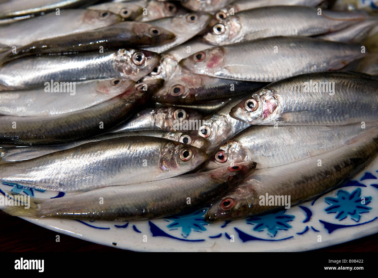 FISH ON A METAL PLATE Stock Photo - Alamy