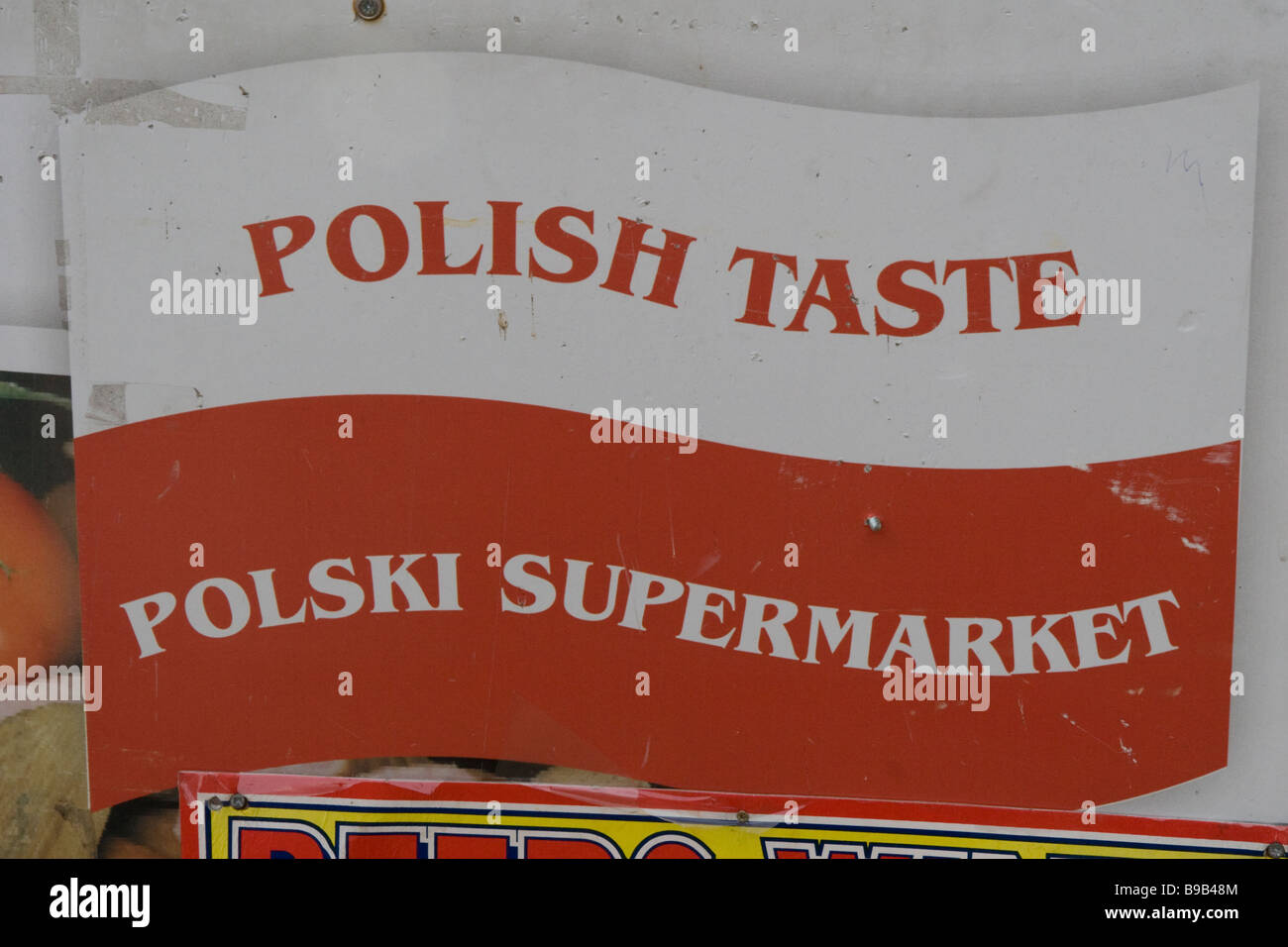 Sign outside Polish Supermarket Great Britain Stock Photo - Alamy