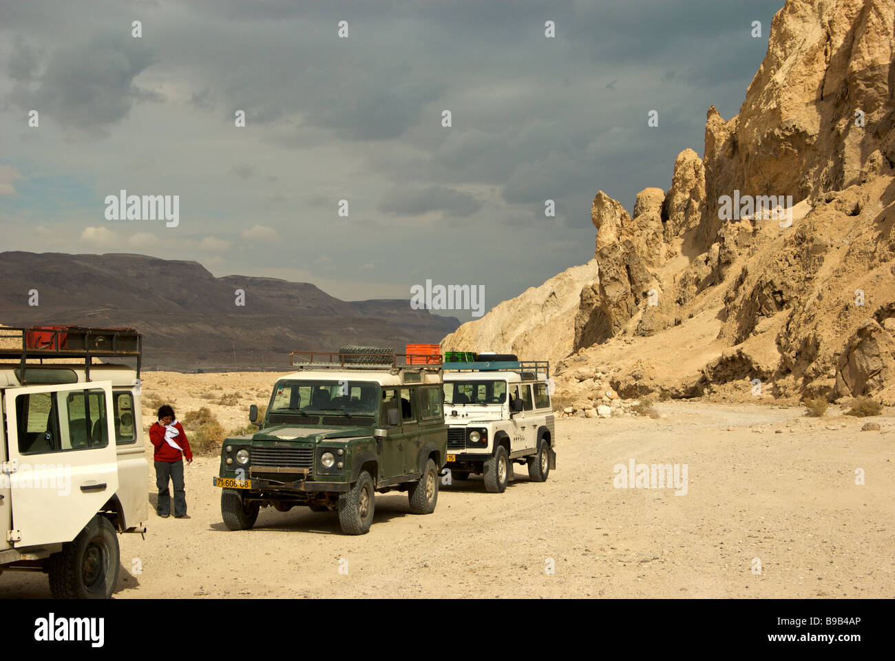 Four wheel drive offroad Land Rover expedition on Mount Sedom in Judean ...