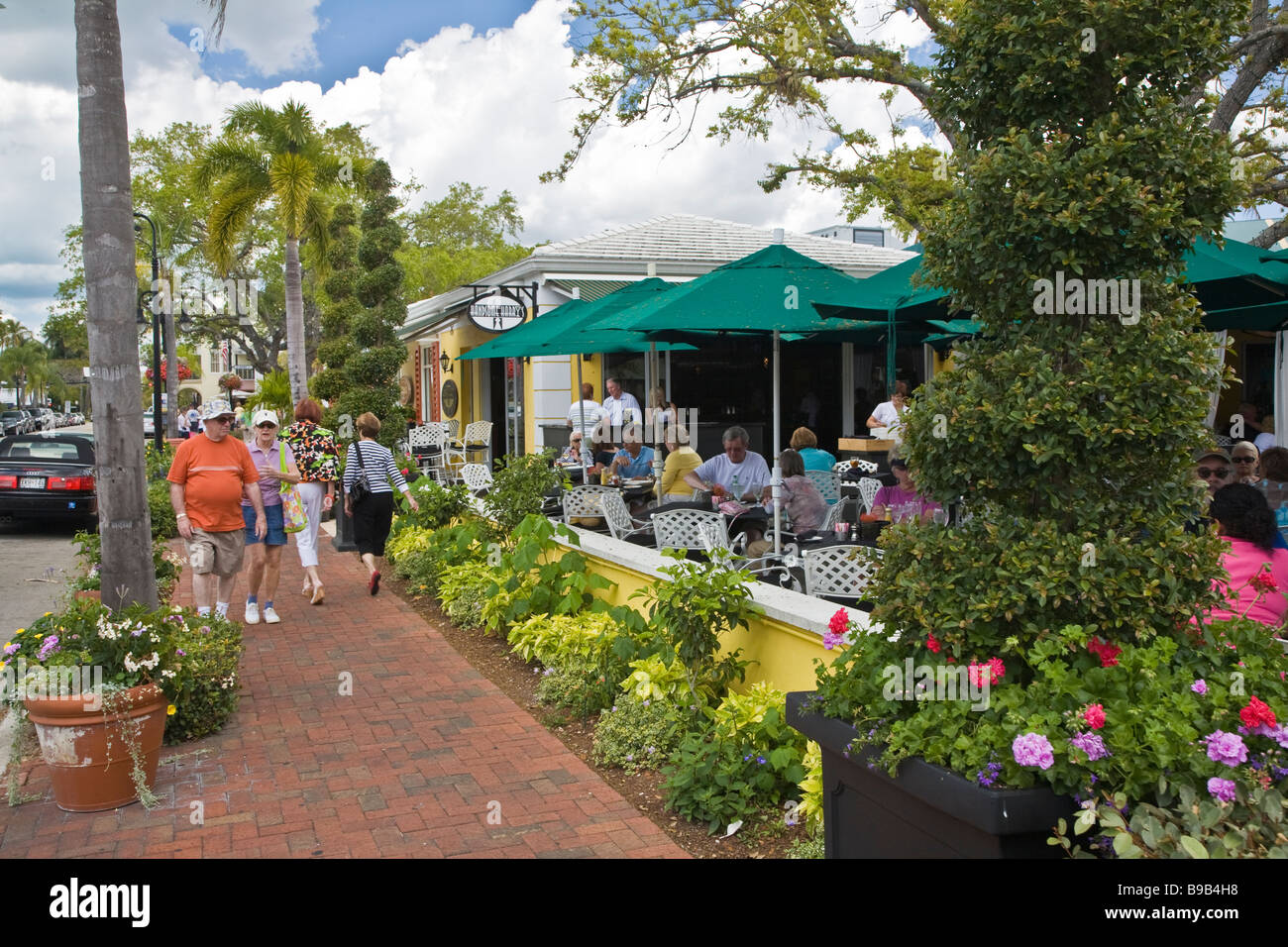 Outdoor restaurant on 3rd Street South in Naples Florida Stock Photo ...