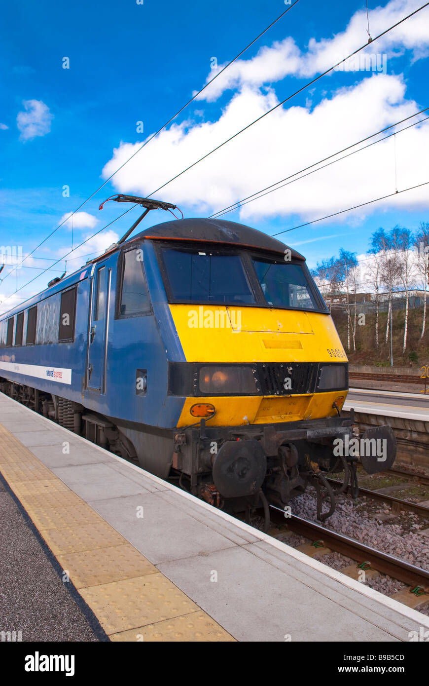 A National Express train waiting at the station in Norwich,Norfolk,Uk ...
